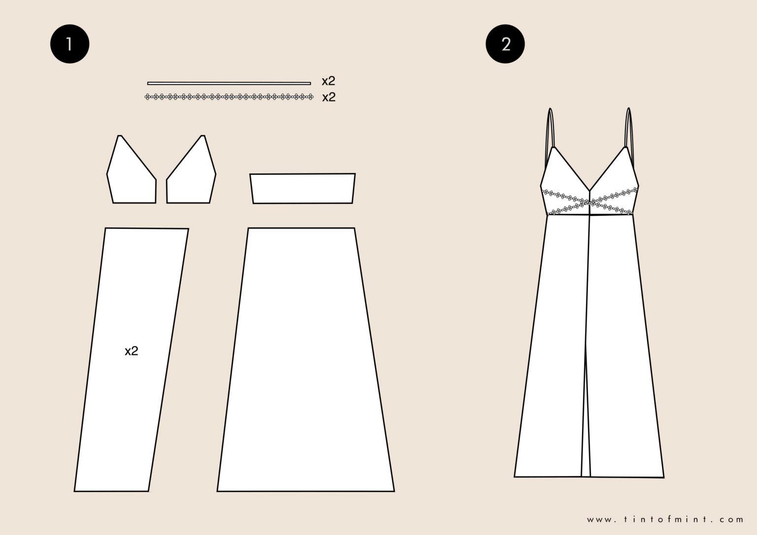 DIY tutorial: Cami Wrap Maxi Dress by Fashion Blogger tintofmint