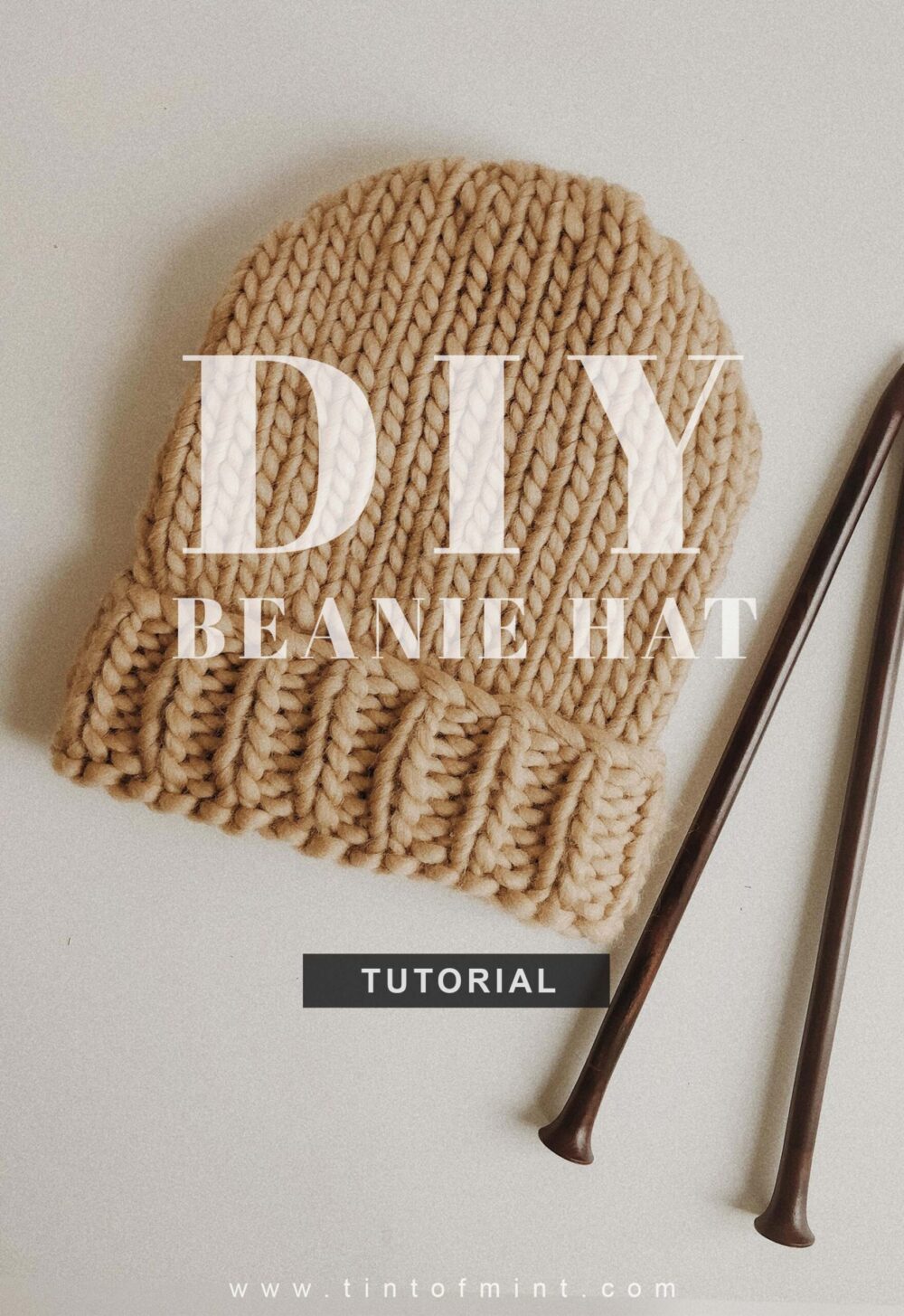 DIY Beanie Hat - How to knit a chunky beanie hat tintofmint